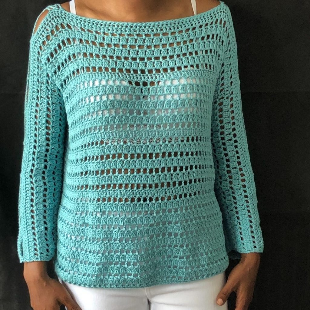 How to make an easy modern crochet pullover sweater - Key West Pullover