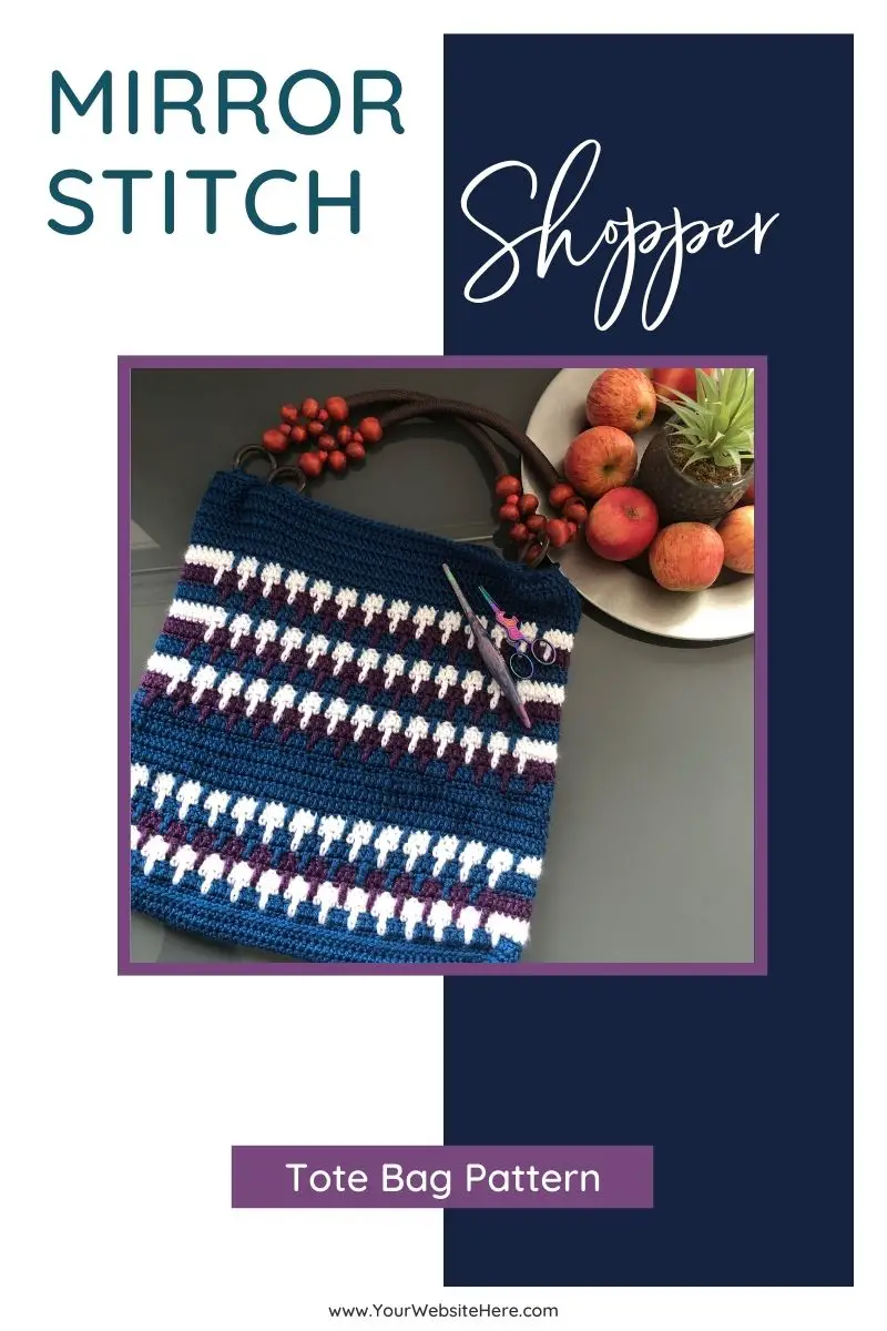 Easy free crochet shopper tote pattern - Mirror Stitch Shopper Tote