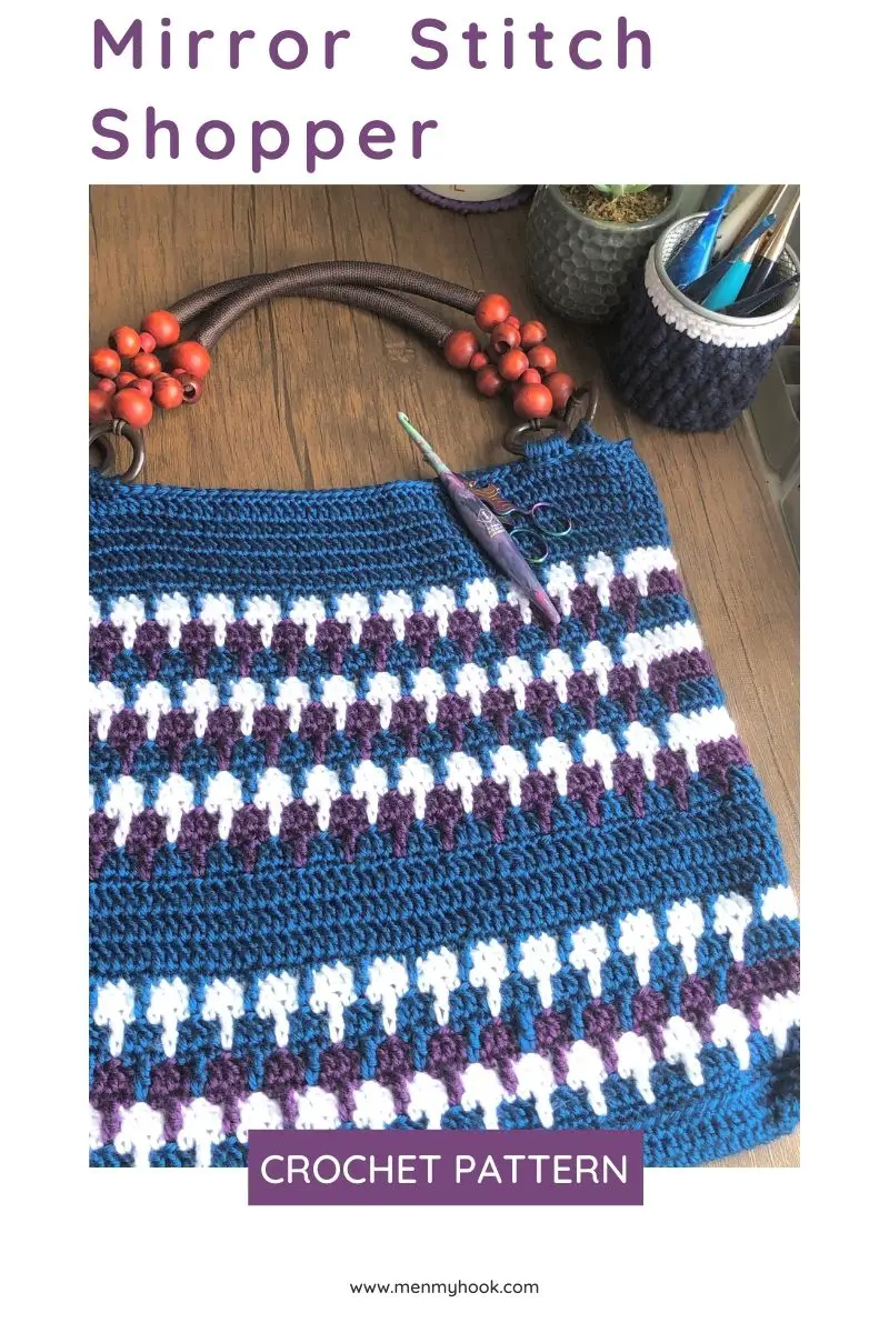Easy free crochet shopper tote pattern - Mirror Stitch Shopper Tote