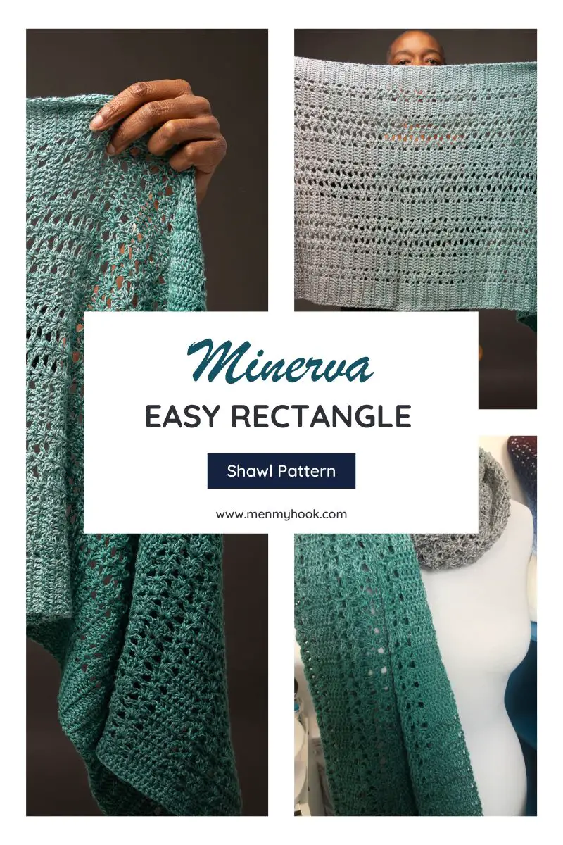 Easy one skein rectangle shawl crochet pattern - Minerva