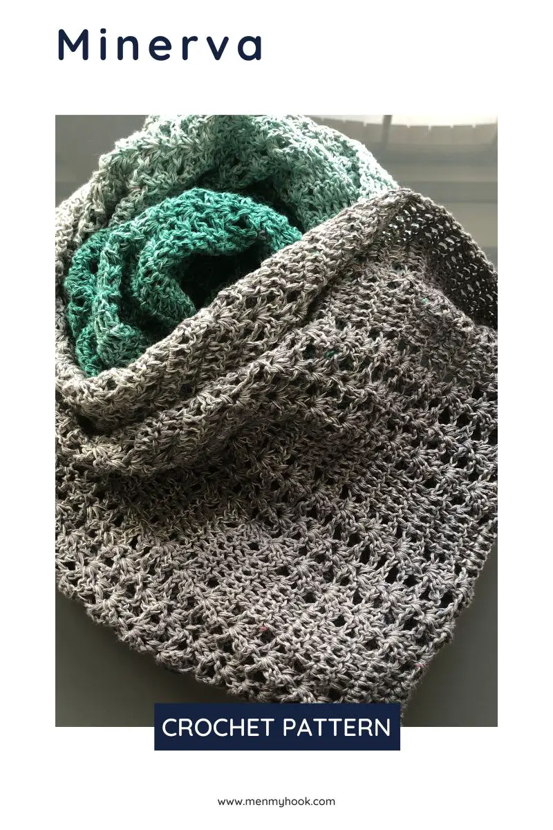 Easy one skein rectangle shawl crochet pattern - Minerva